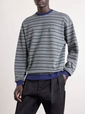 WTAPS Logo-appliquéd Striped Cotton-jersey T-shirt