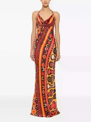 Emilio Pucci Soleil-print Satin Maxi Dress