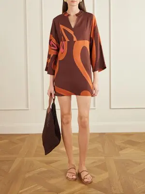 Themis Z Amalthea Sabra Abstract Print Faille Mini Dress
