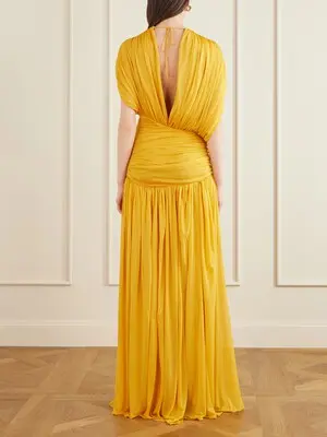 Tove Gathered Chiffon Gown - Yellow