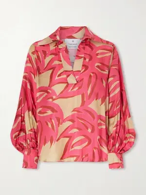 Themis Z Ismene Printed Silk-blend Satin Blouse
