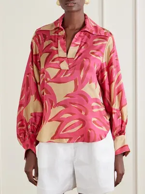 Themis Z Ismene Printed Silk-blend Satin Blouse