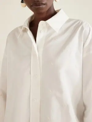 Attico Asymmetric Embroidered Cotton-blend Shirt