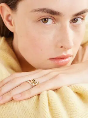 SPINELLI KILCOLLIN Piera" Set Of Three 18k Gold, Sterling And Diamond Rings