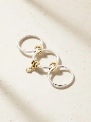 SPINELLI KILCOLLIN Piera" Set Of Three 18k Gold, Sterling And Diamond Rings