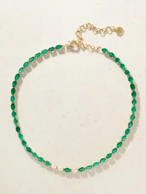 Shay 18-karat Gold Emerald And Diamond Tennis Necklace - Green
