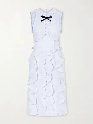 SHUSHU/TONG Ruffled Linen Midi Dress - Blue