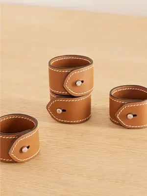 Ralph Lauren Wyatt Set Of Four Leather Napkin Rings - Brown