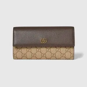 Gucci Bi-color Gg Marmont Continental Wallet Leather - Brown