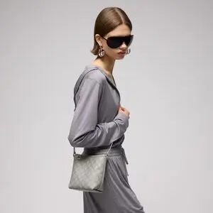 Gucci Gg Emblem Nano Bucket Bag In Gg Canvas - Grey