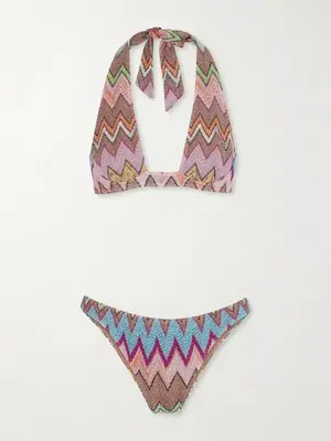Missoni Striped Metallic Crochet-knit Bikini - Multi
