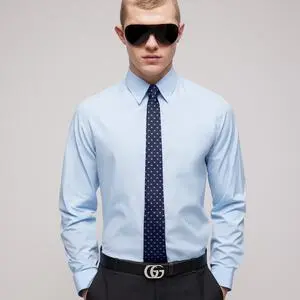 Gucci Double G Silk Jacquard Neck Tie - Blue
