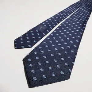 Gucci Double G Silk Jacquard Neck Tie - Blue