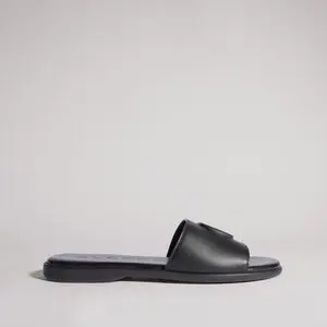 Gucci Double G Leather Slide Sandal - Black