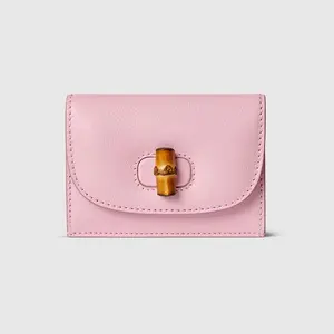 Gucci Card Case With Bamboo Leather - Pink