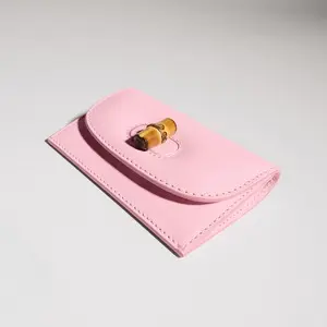 Gucci Card Case With Bamboo Leather - Pink