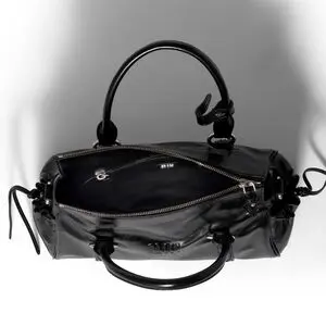 Miu Miu Glossy Leather Handheld Bag With Detachable Shoulder Strap