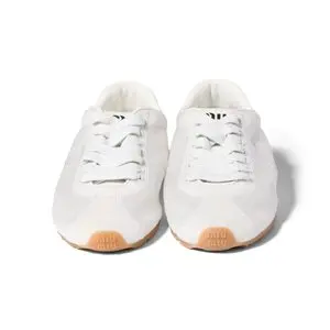 Miu Miu Plume Mesh Fabric Sneakers - White