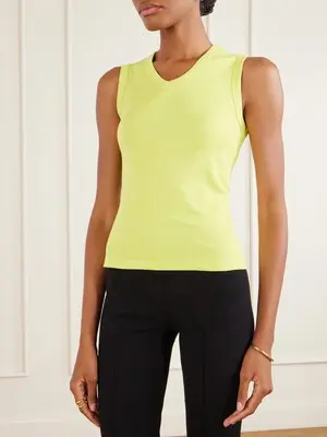 FLORE FLORE Jill' Organic Cotton-jersey V-neck Tank Top - Yellow