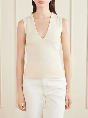 FLORE FLORE Dewi Organic Cotton V-neck Tank - Neutrals
