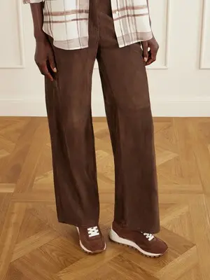 Brunello Cucinelli Suede Bead-embellished Lace-up Sneakers