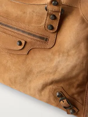 Balenciaga Le City Medium Suede Shoulder Bag - Brown