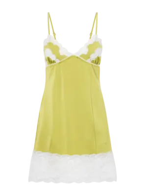 Chloé Lace-trimmed Satin Mini Dress - Yellow