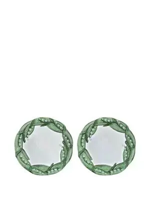 LES-OTTOMANS Lily Of The Valley Hand-painted Foliage Plate - Green
