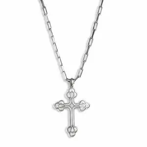 LENI JAMES The Maxi Billie Cross Necklace - Silver