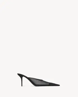 Saint Laurent Renée" Mesh Mules With Stiletto Heel And Cap Toe - Black