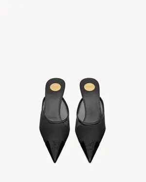 Saint Laurent Renée" Mesh Mules With Stiletto Heel And Cap Toe - Black