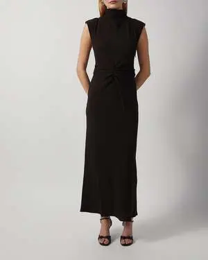 ROTATE BY BIRGER CHRISTENSEN Sleeveless High Neck Gathered Midi Dress