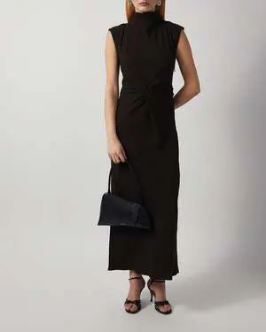 ROTATE BY BIRGER CHRISTENSEN Sleeveless High Neck Gathered Midi Dress