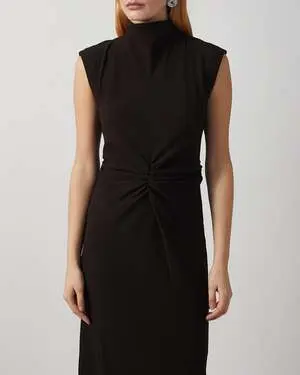 ROTATE BY BIRGER CHRISTENSEN Sleeveless High Neck Gathered Midi Dress