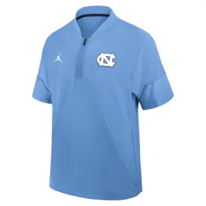 JORDAN North Carolina Sideline Coach Brand College 1/2-zip Short-sleeve Hooded Jacket - Blue