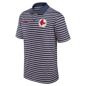 Nike Boston Red Sox Cooperstown Striped Victory Dri-fit Mlb Polo - Blue
