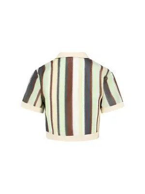 Adidas Crop Polo With Vertical Stripes