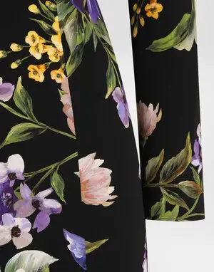 Dolce & Gabbana Charmeuse Floral Print Long Sleeve Dress