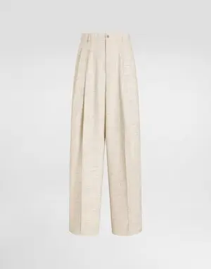 Dolce & Gabbana Tweed-effect Linen And Viscose Trousers - Multicolor