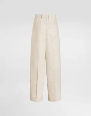 Dolce & Gabbana Tweed-effect Linen And Viscose Trousers - Multicolor