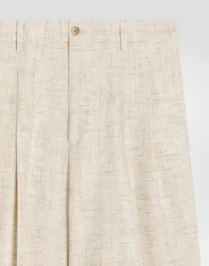 Dolce & Gabbana Tweed-effect Linen And Viscose Trousers - Multicolor
