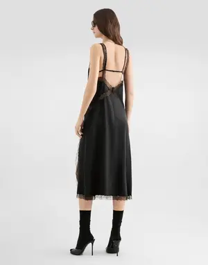 Dolce & Gabbana Silk Satin Slip Dress With Lace Trim