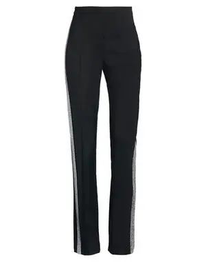 Pinko Viscose Wool Blend Straight Leg Pants With Crystal Side Stripes