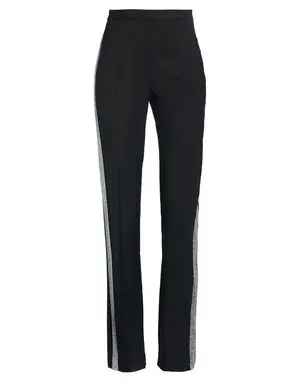 Pinko Viscose Wool Blend Straight Leg Pants With Crystal Side Stripes