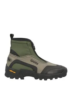 GANNI Ankle Boots With Zipper And Lug Sole - Green