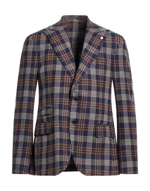 LUIGI BIANCHI MANTOVA Blazer Size Wool, Cotton, Polyamide, Polyester, Acrylic - Blue