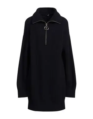 DONDUP Wool Ribbed-knit Mini Dress With Half-zip Neckline