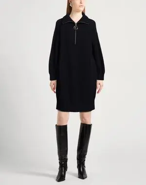 DONDUP Wool Ribbed-knit Mini Dress With Half-zip Neckline