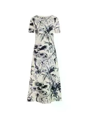 Oscar De La Renta Chiné Palm Leaves Knit Dress - Neutrals