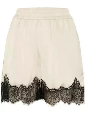 GESTUZ Lace-trimmed Satin Shorts